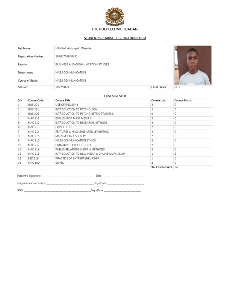 Ola First Semester Courses Form | PDF | Social Institutions | Public Sphere