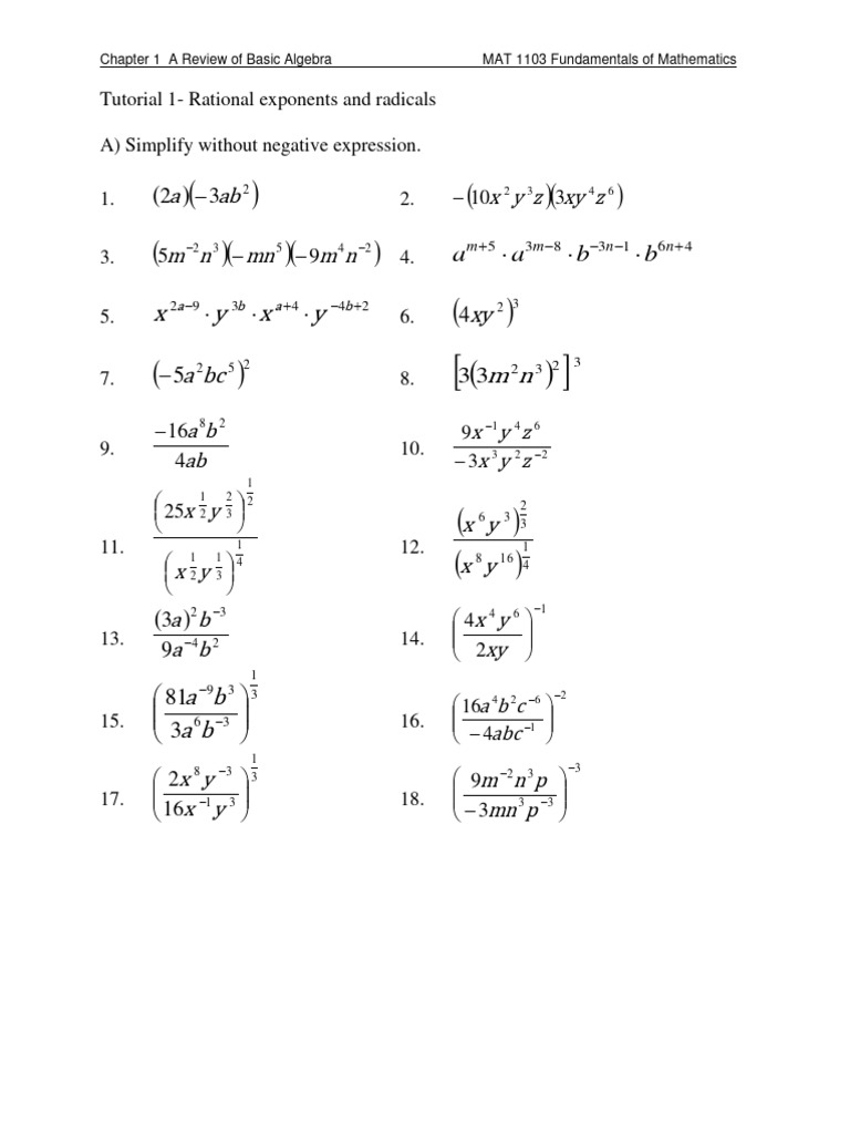 Tutorial 1-1-1 | PDF | Mathematics | Algebra