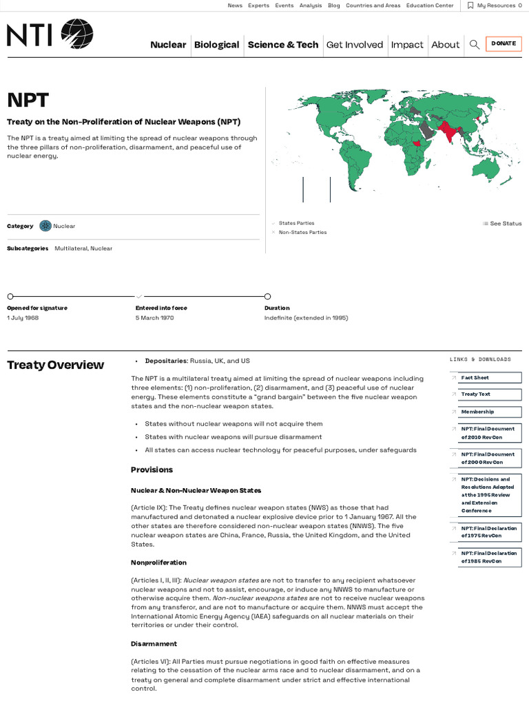 NPT - The Nuclear Threat Initiative | Download Free PDF | Treaty On The ...
