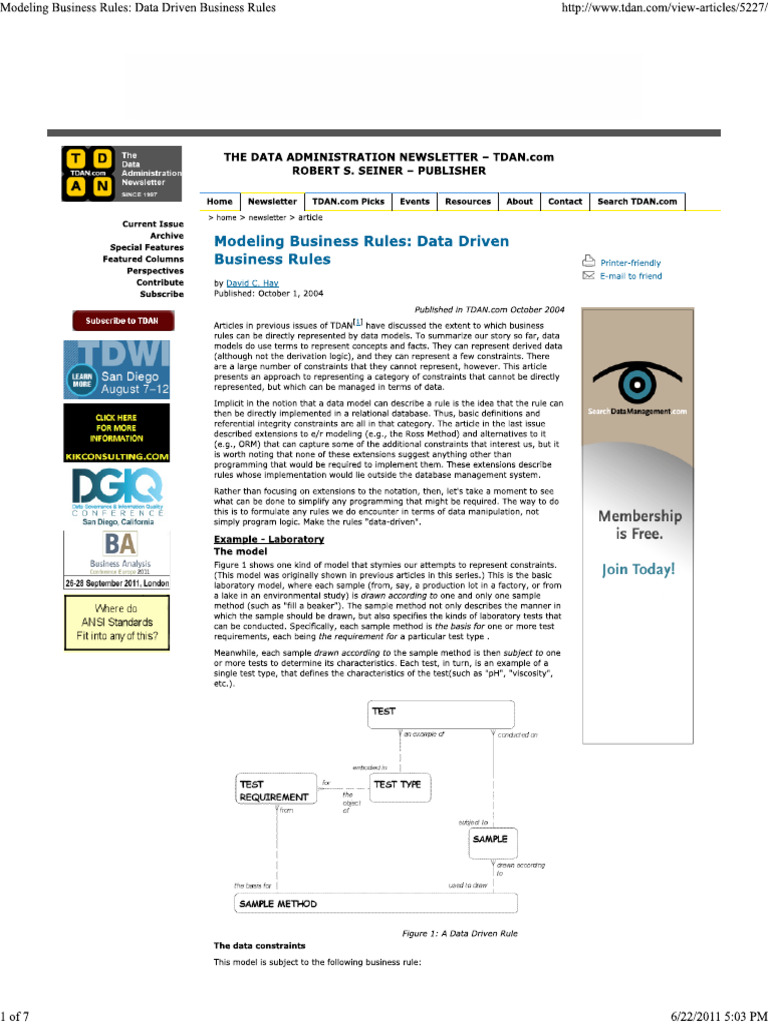 Modeling Business Rules - Data Driven Business Rules | PDF