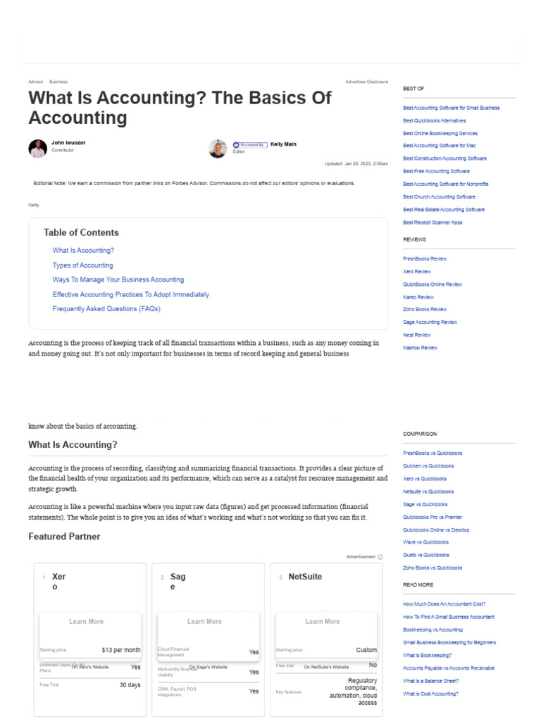 What Is Accounting - The Basics of Accounting - Forbes Advisor | PDF ...