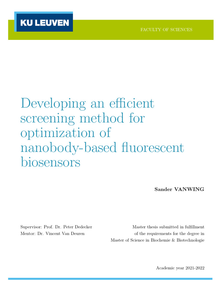 Developing An Efficient Screening Method For Optimization of Nanobody-Based Fluorescent ...