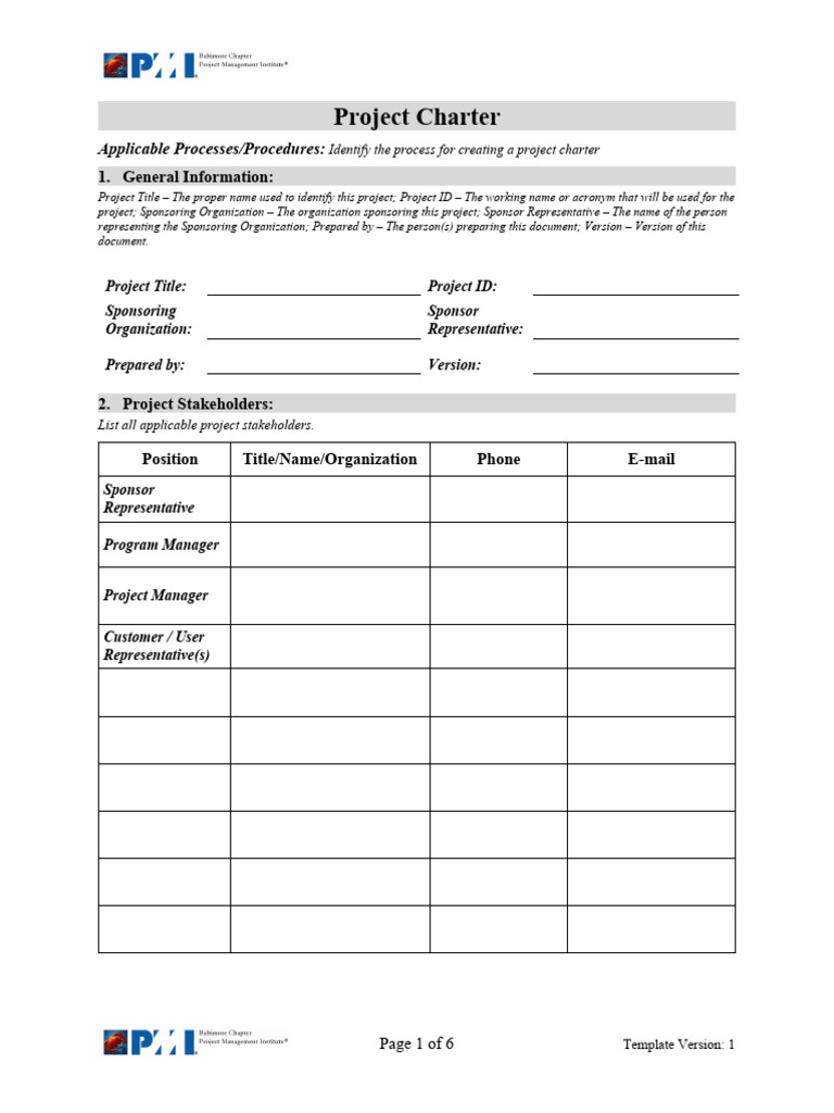 Project Charter Template | PDF | Project Management | Business