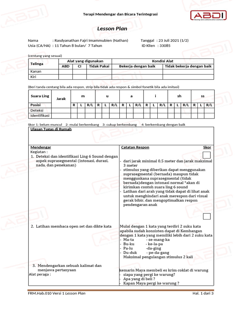 Lesson Plan Nathan 23 Juli 2021 | PDF