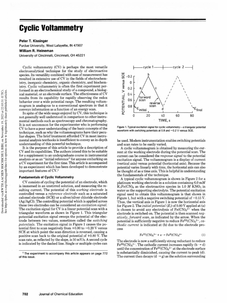 Cyclic Voltammetry Guide | PDF | Redox | Electrochemistry