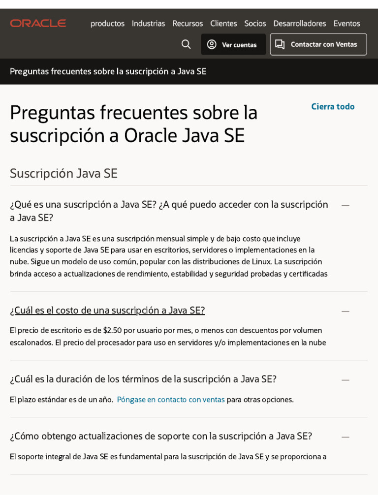Preguntas Frecuentes Sobre La Suscripción A Java SE | PDF | Java ...