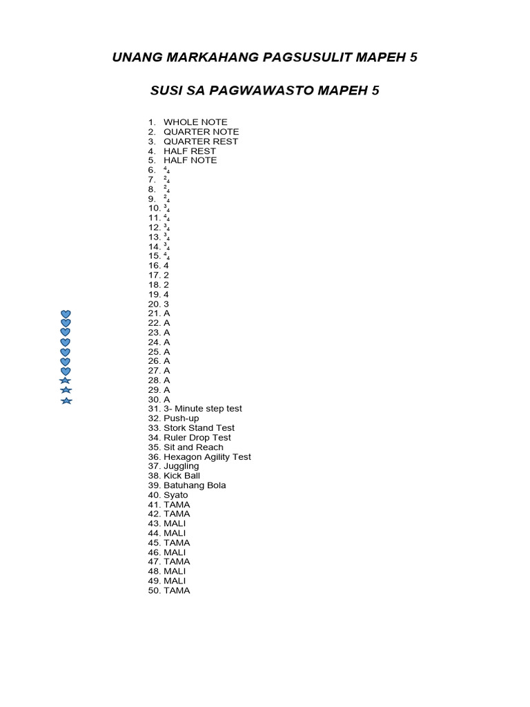 PT - Mapeh 5 - Q1 | PDF