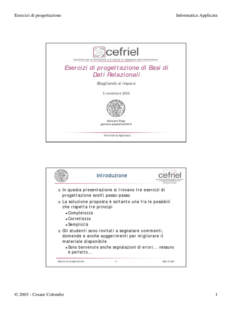 Esercitazione Progettazione 2 | PDF