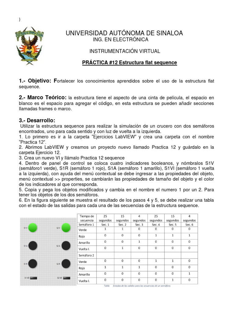 Práctica LabVIEW: Estructura Flat Sequence | PDF | Ingeniería de ...