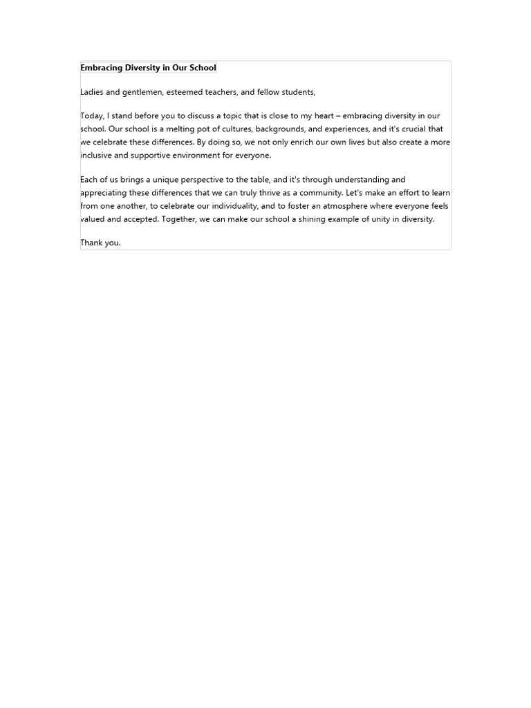 Embracing Diversity in Our School | PDF