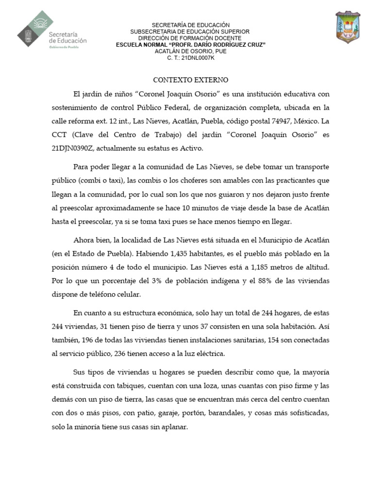 Contexto Externo e Interno | PDF | Educación de la primera infancia