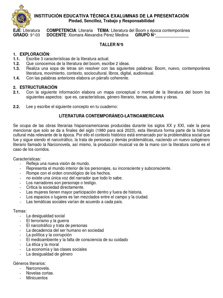 Taller 5 Grado 903 Del 3 Periodo | PDF