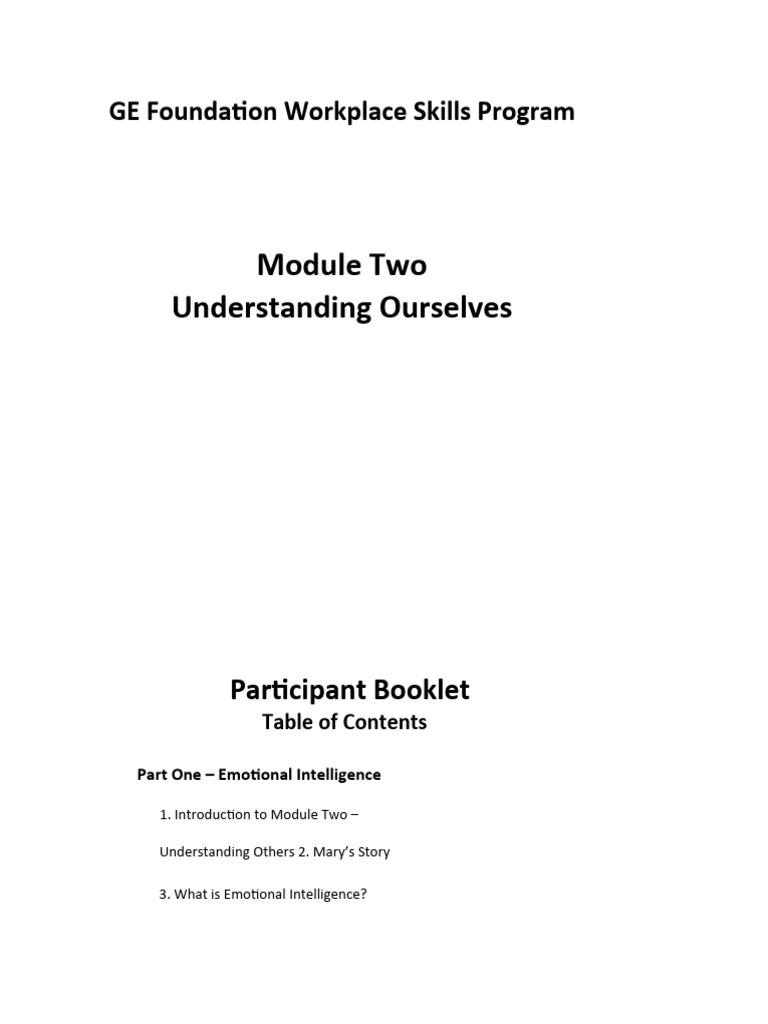 GE Foundation Workplace Skills Program | PDF | Emotional Intelligence ...