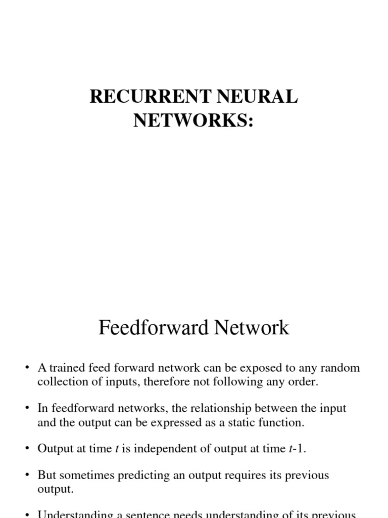 Recurrent Neural Network | PDF | Artificial Neural Network | Algorithms