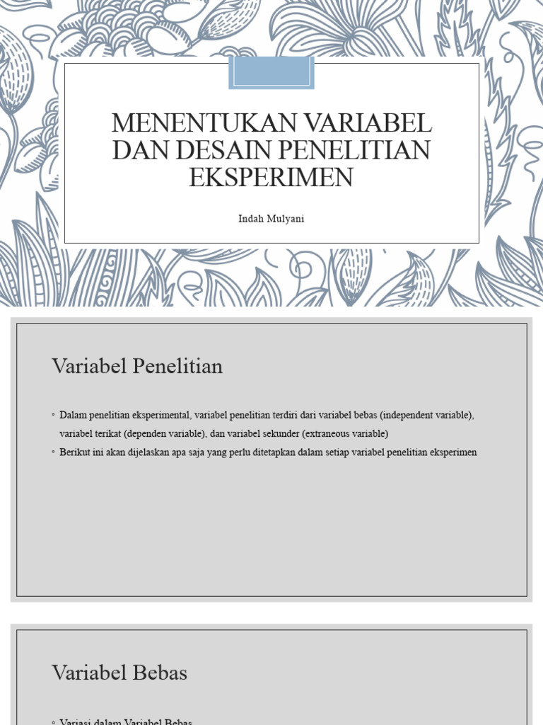 4) Menentukan Variabel Dan Desain Penelitian Eksperimen | PDF