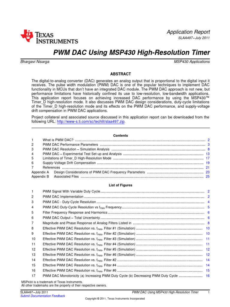 Msp430 High Resolution Timer Pwm Dac Pdf Digital To Analog Converter Electronic Filter 