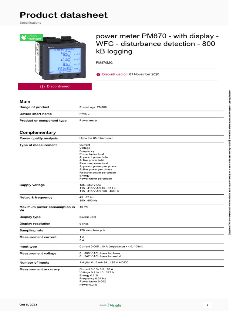 PowerLogic PM800 Series - PM870MG | PDF | Ac Power | Metrology