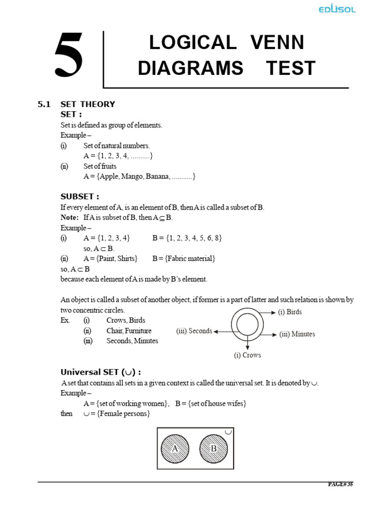 Venn Diagrams Test for Class VIII | PDF | Set (Mathematics)