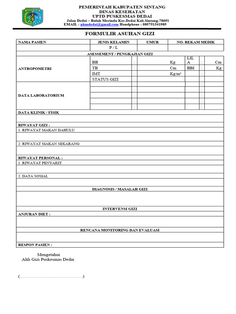 Form Asuhan Gizi Fix | PDF