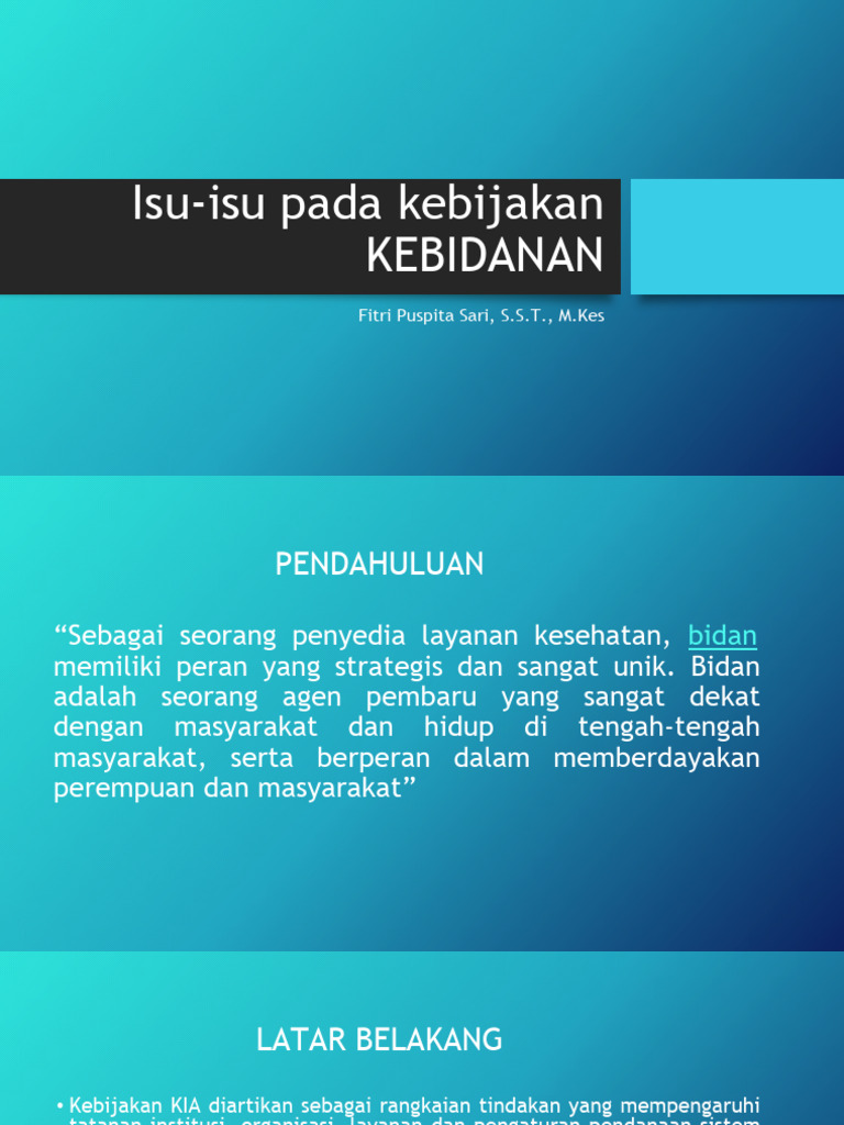 Isu Isu Pada Kebijakan Kebidanan | PDF