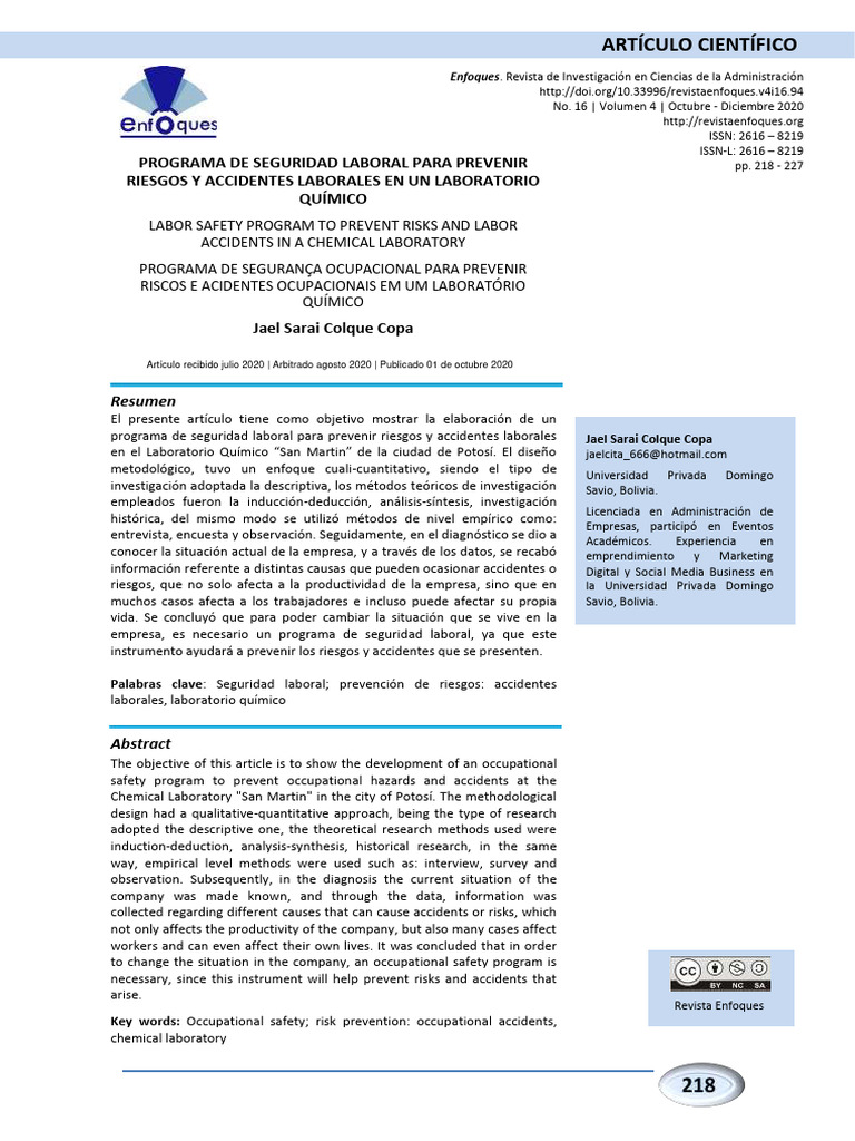 Articulo - No - 1 Software Uwuw | PDF | Seguridad y salud ocupacional | Laboratorios