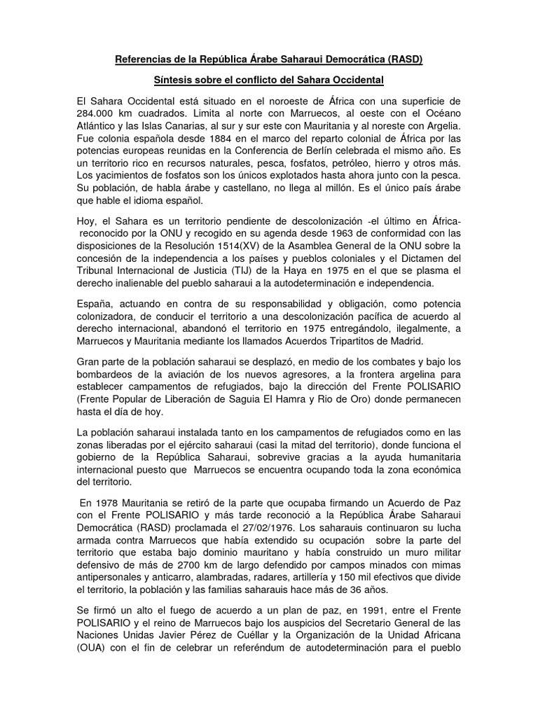Sahara Occidental | PDF | Sahara Occidental | Marruecos