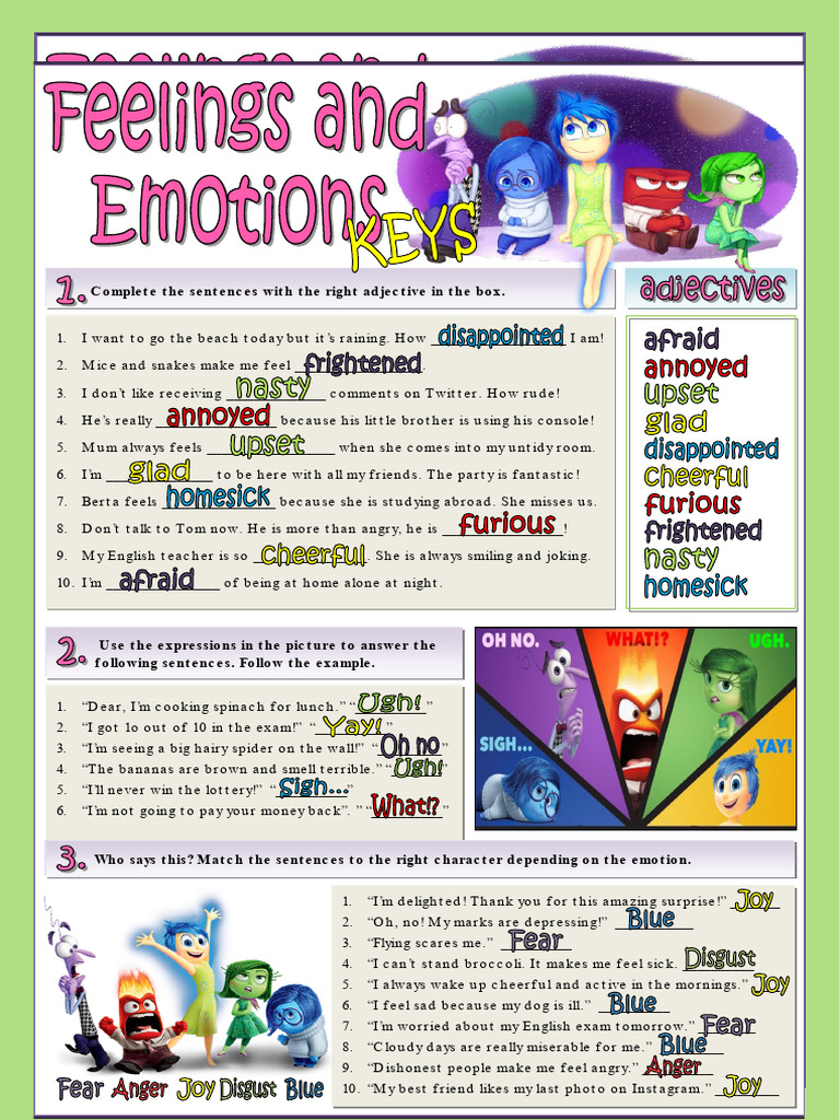 Feelings and Emotions Icebreakers Information Gap Activities Warmers ...