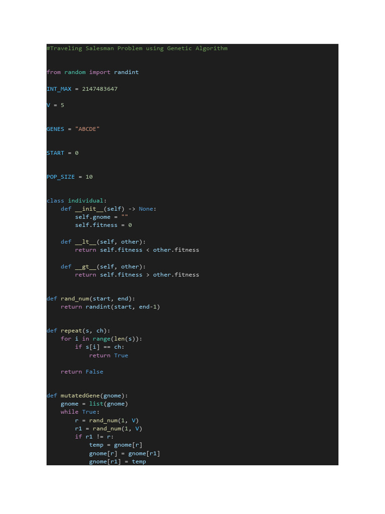 Traveling Salesman Problem Using Genetic Algorithm 12112238 Pdf Applied Mathematics Algorithms