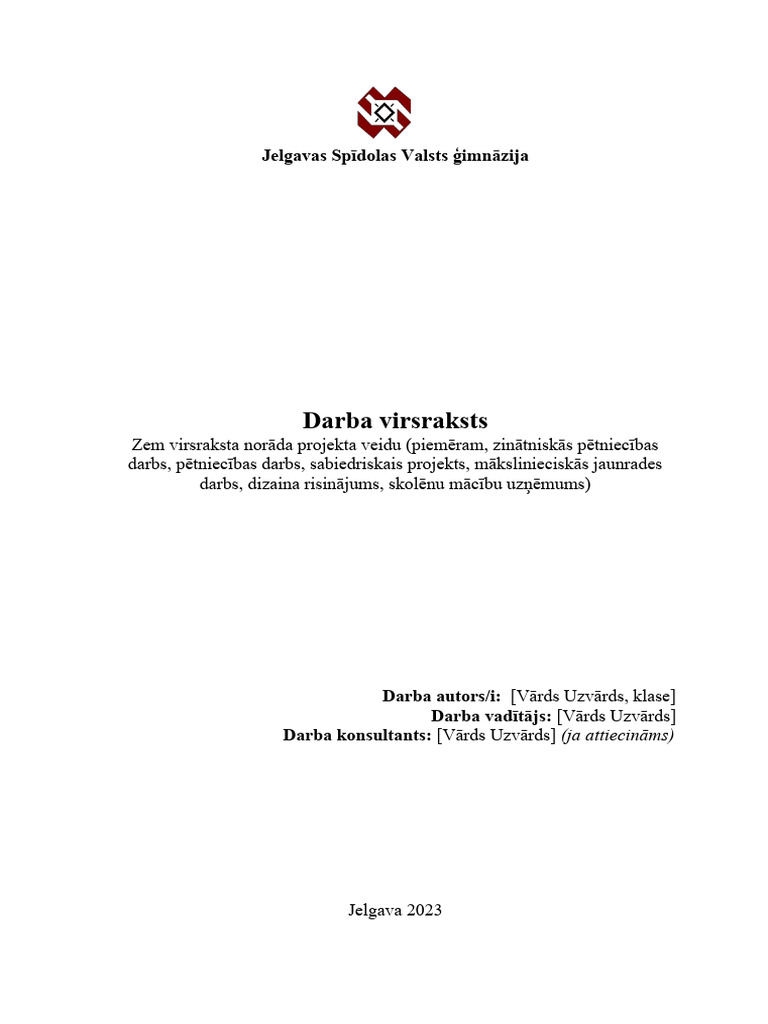 Projekta Darba Veidne - 7-10 - 2023 | PDF