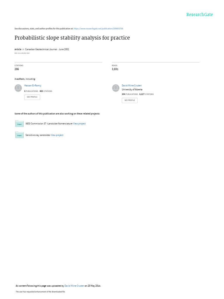 Probabilistic Slope Stability Analysis For Practic | PDF | Variance | Statistics