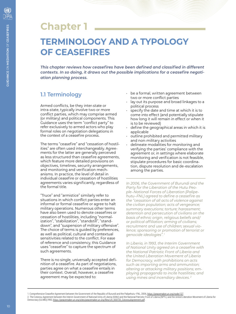 Ceasefire Guidance 2022 Chapter 1 | PDF | Ceasefire | Mediation