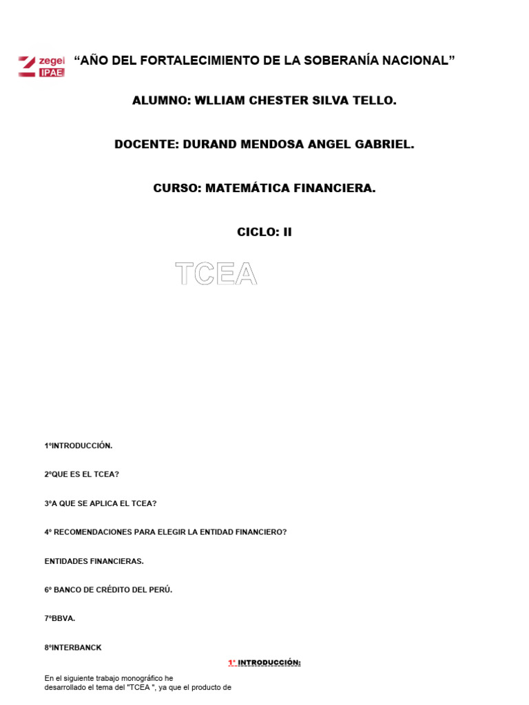 Guía Completa sobre TCEA y Entidades Financieras | PDF | Bancos | Crédito