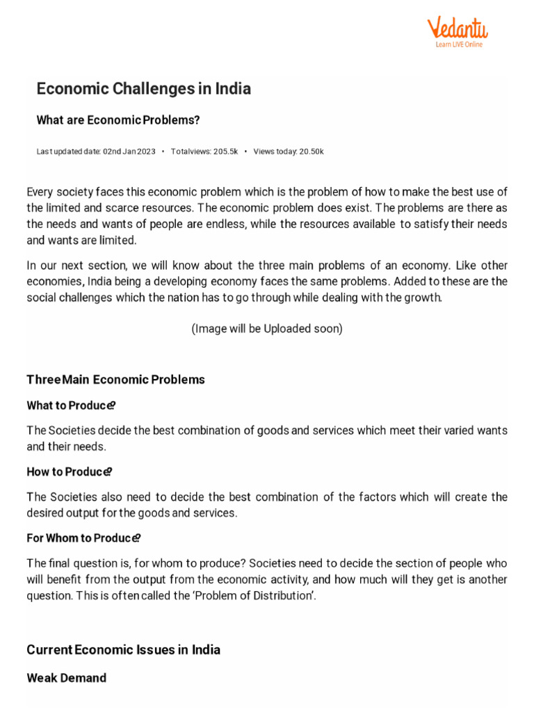 Economic Challenges in India | PDF