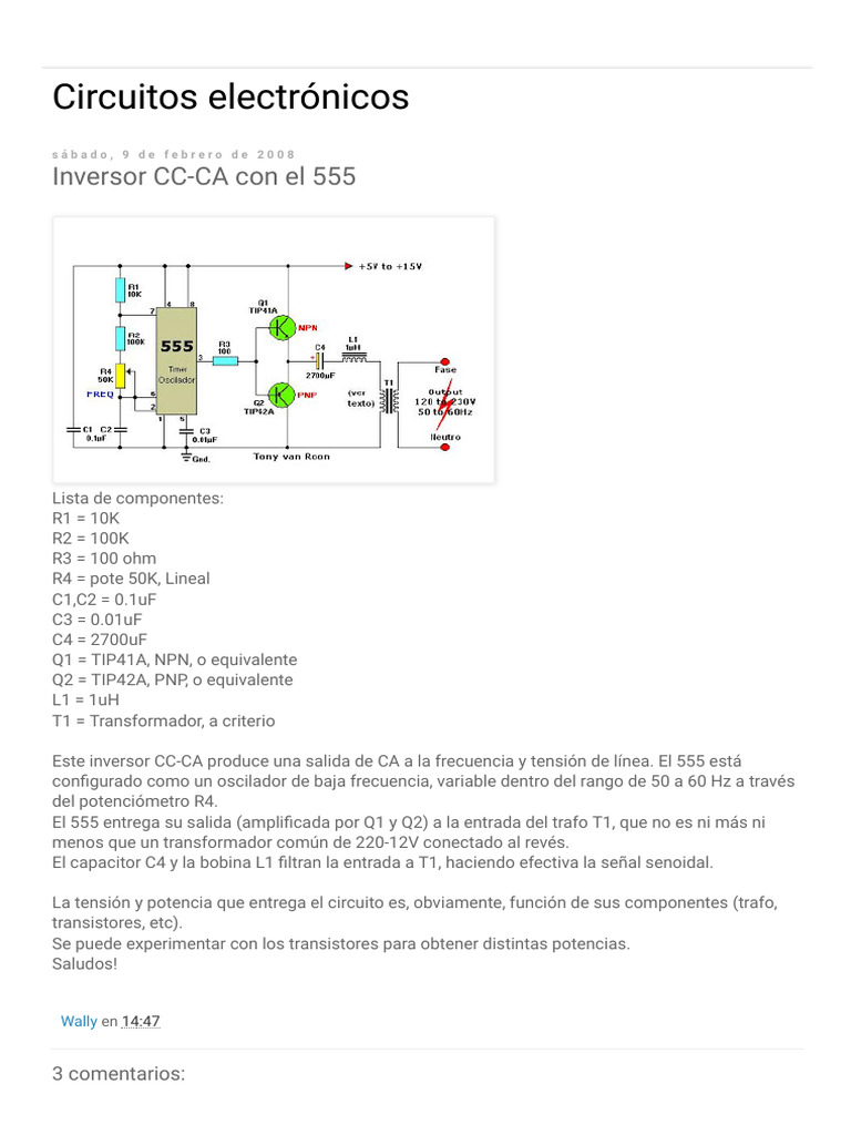 Inversor CC-CA Con El 555 | PDF