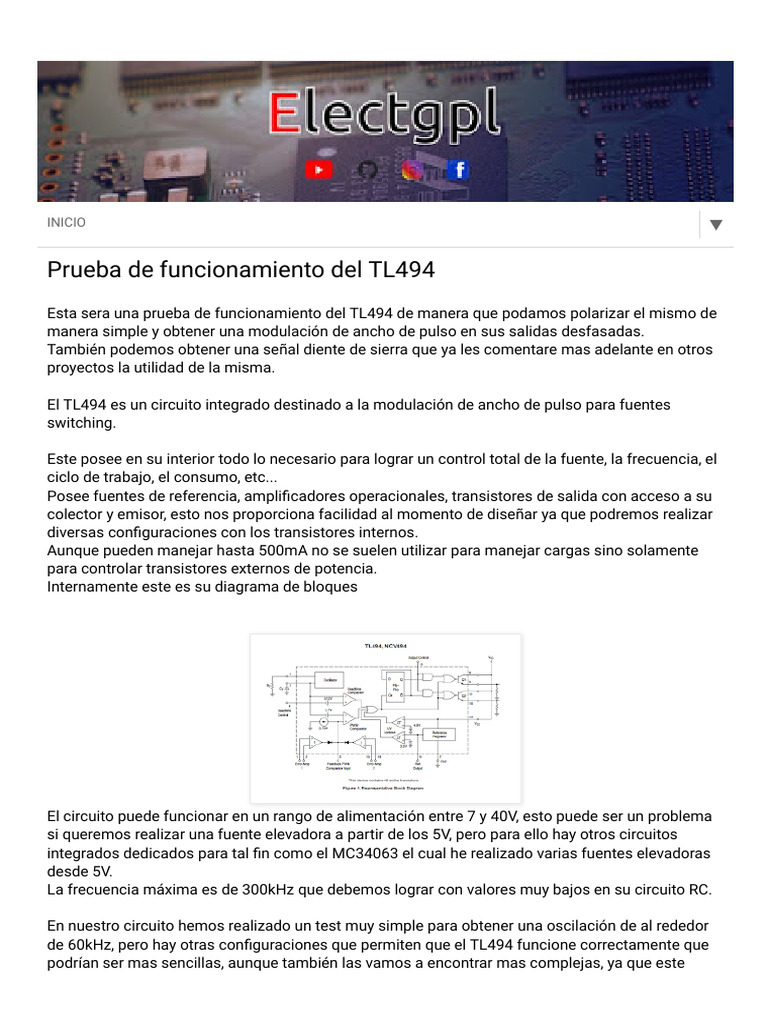 Prueba de Funcionamiento Del TL494 | PDF | Amplificador | Amplificador operacional