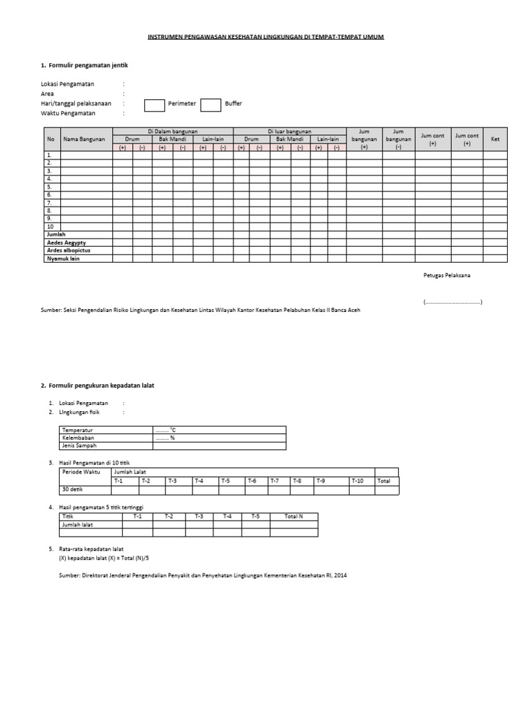 Form Survei Vektor Dan Binatang Pembawa Penyakit | PDF