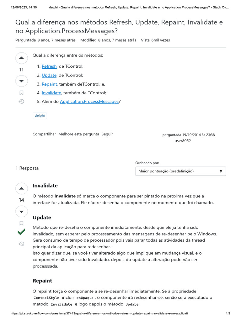 Delphi - Qual A Diferença Nos Métodos Refresh, Update, Repaint ...