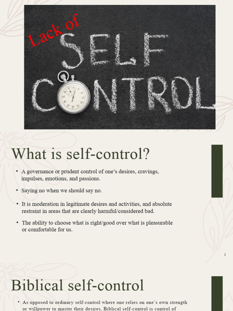 Biblical Insights on Self-Control | PDF | Solomons | Self Control