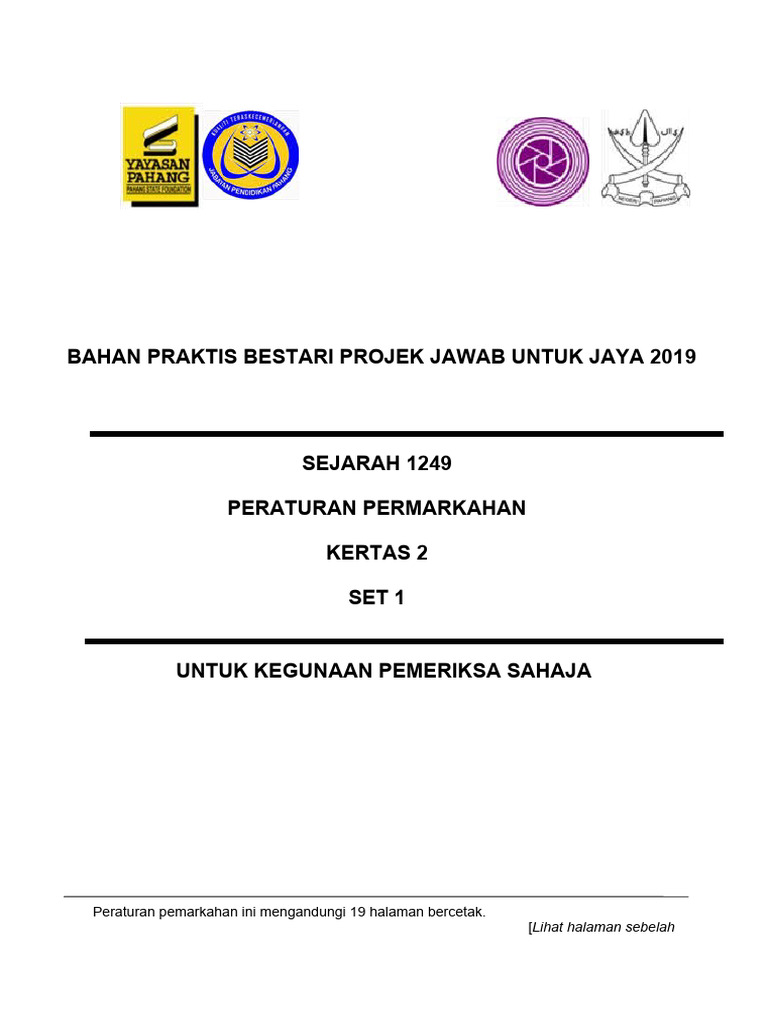 2019 Juj PP Set 1 Sejarah k2 | PDF