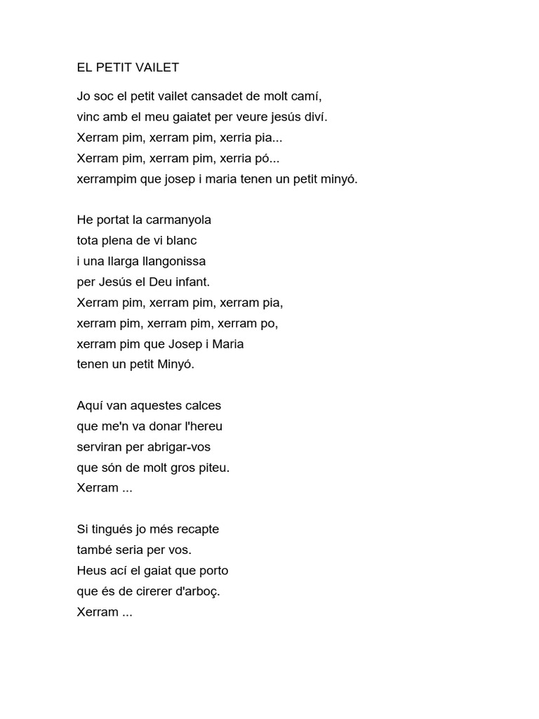 El Petit Vailet Lletra | PDF