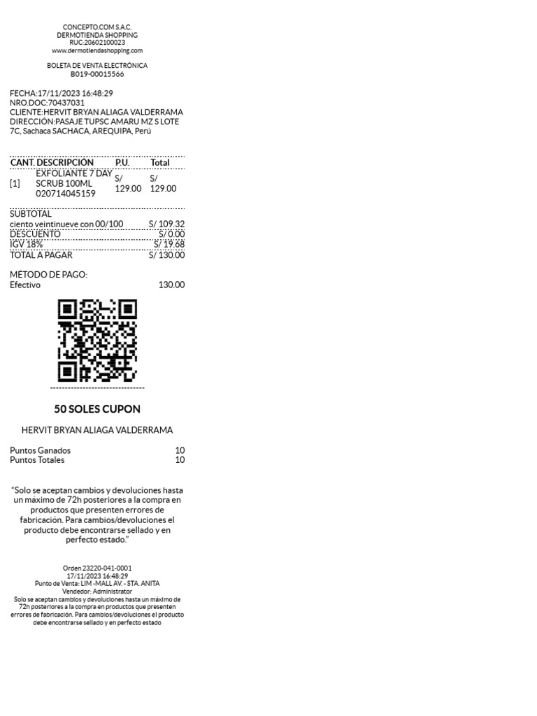 Ejemplo de Boleta de Venta Electrónica | PDF | Finanzas y dinero