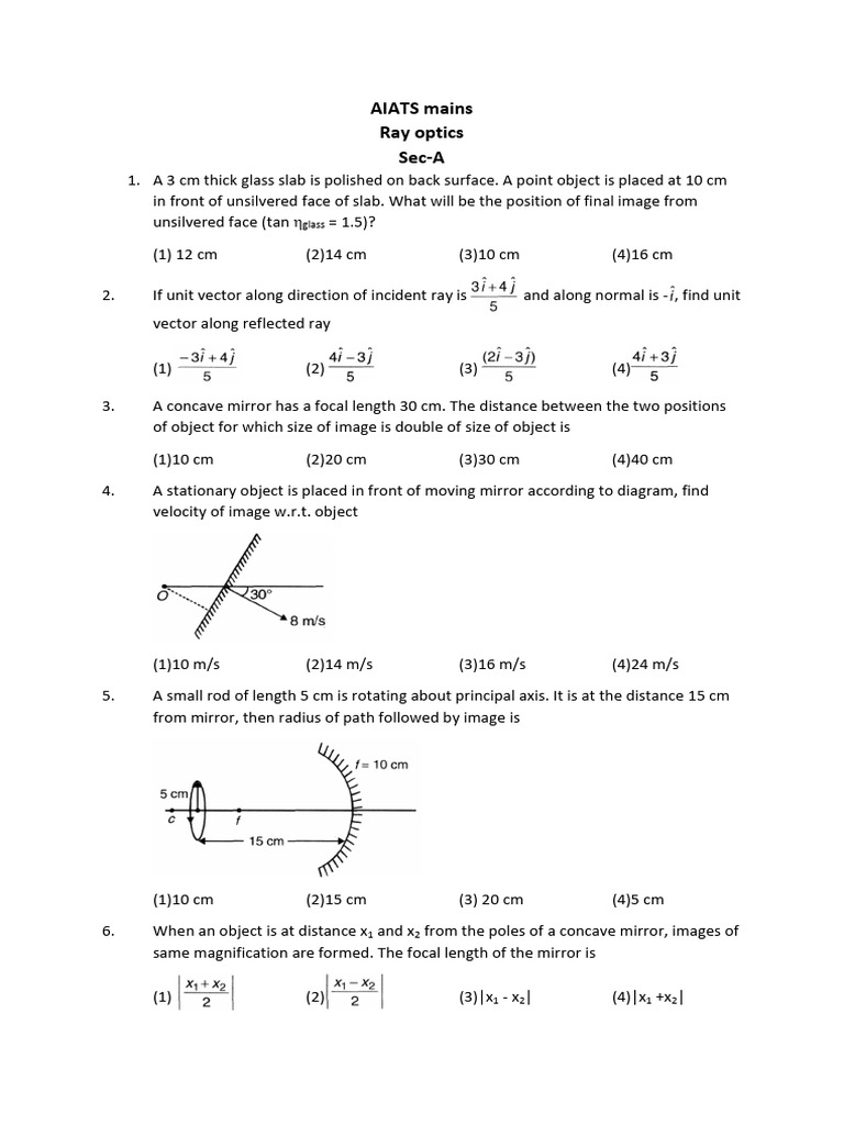 OPTICS | PDF | Mirror | Refractive Index