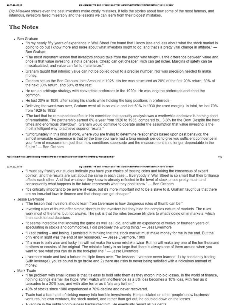 Big Mistakes - The Best Investors and Their Worst Investments by ...