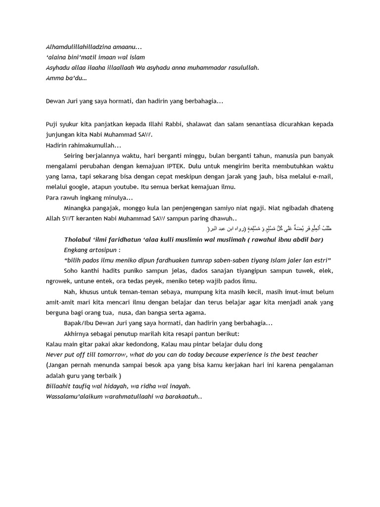 Contoh Khitobah Mapsi | PDF