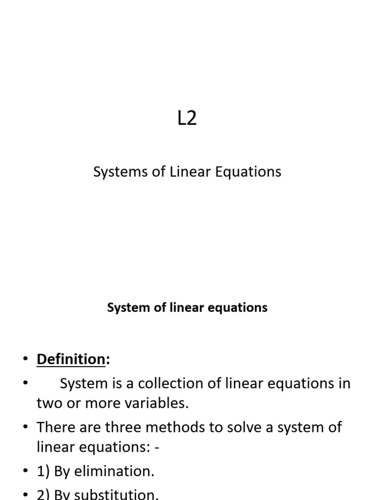 Math L2 | PDF | System Of Linear Equations | Equations