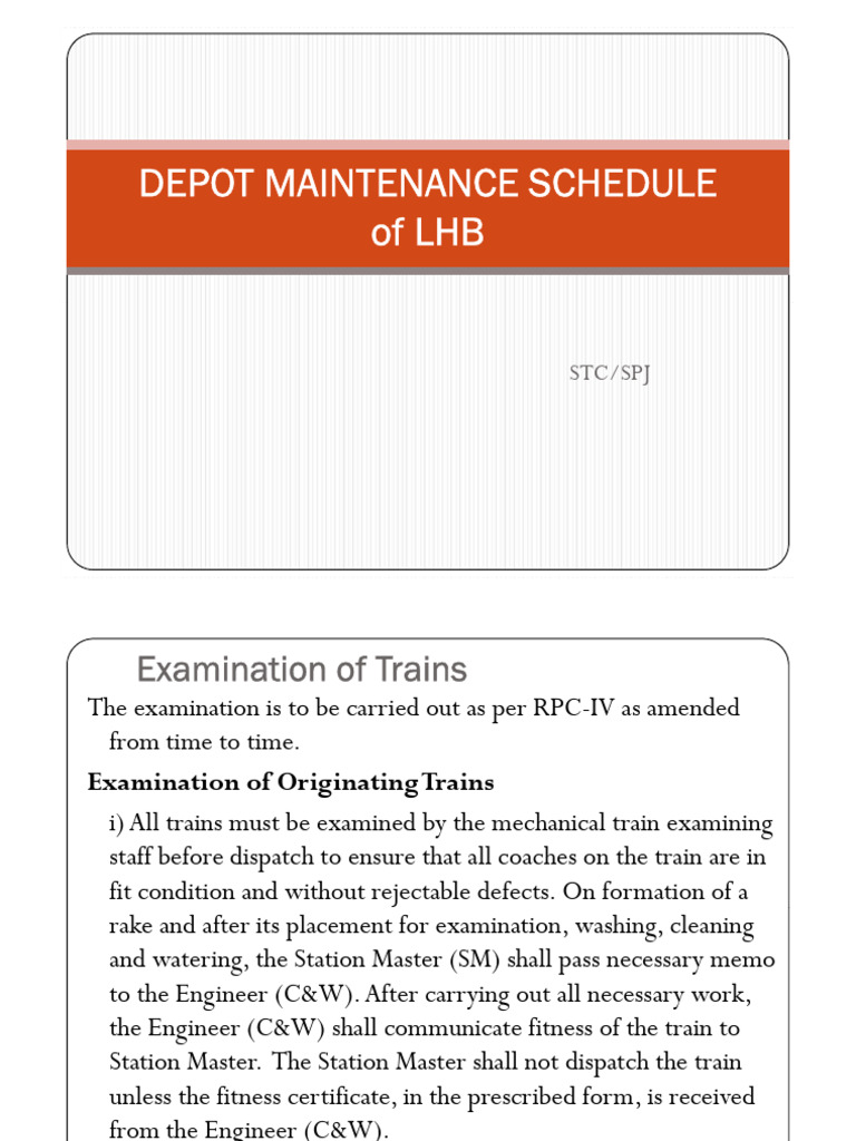 Depot Maintenance Schedules of LHB Coach | PDF | Bearing (Mechanical ...