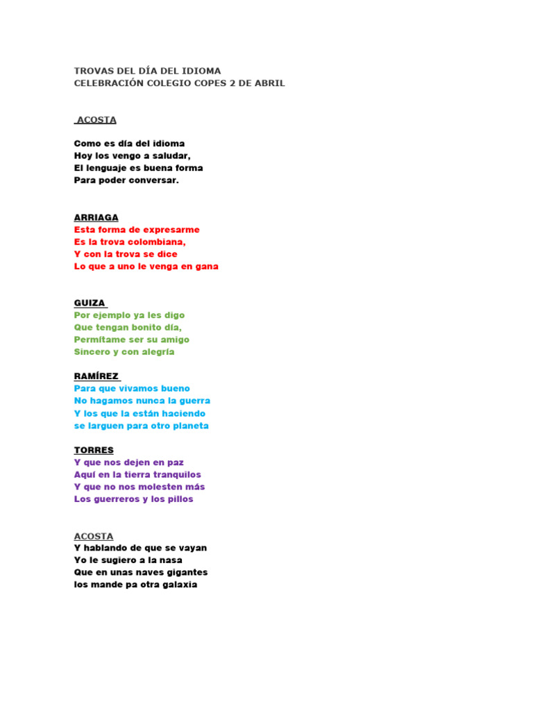 Trovas Del Día Del Idioma 2023 | PDF