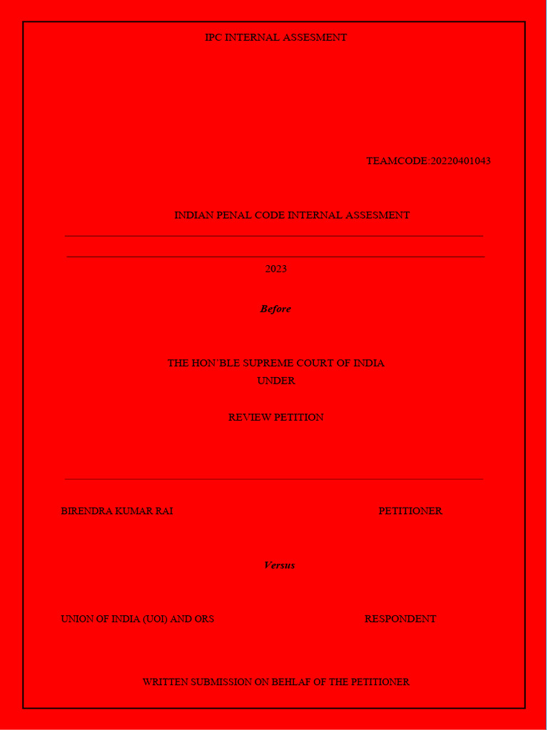 Ipc Internal Assement 20220401043 (Respodent) - 1 | PDF | Detention (Imprisonment) | Bail