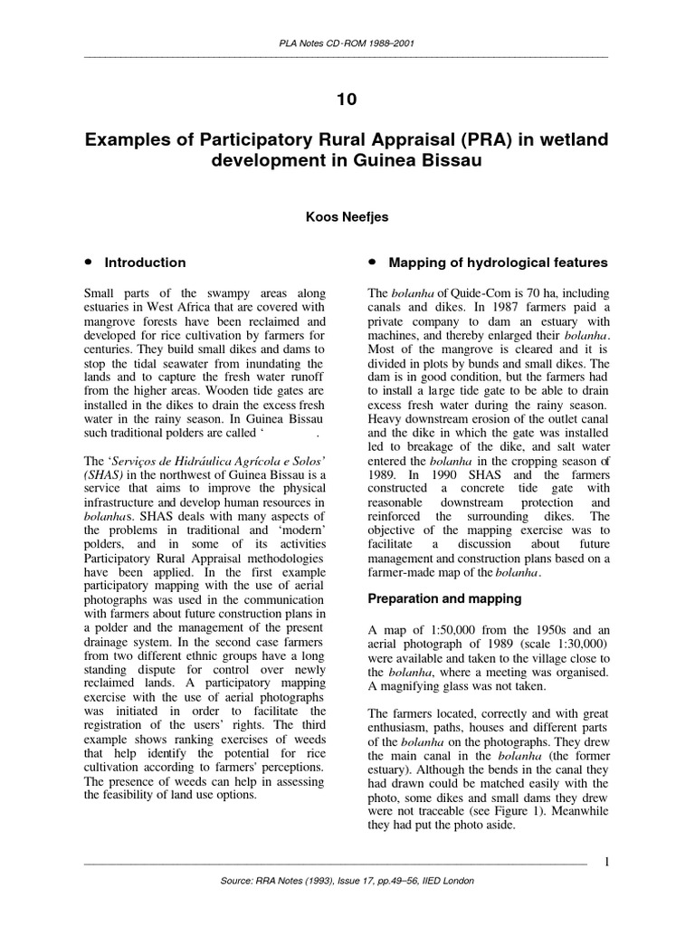 10 Examples of Participatory Rural Appraisal (PRA) in Wetland ...