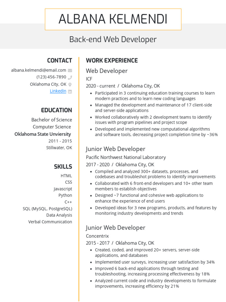 Backend Web Developer Resume Example | PDF | World Wide Web | Internet ... Backend Web Developer Resume Example | PDF | World Wide Web | Internet ...